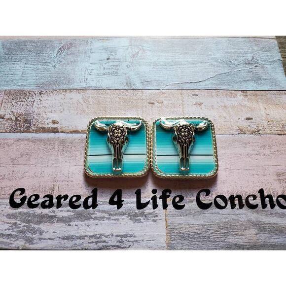 G4L | Accessories | Blue Serape Steerhead Concho Leather Replacment ...
